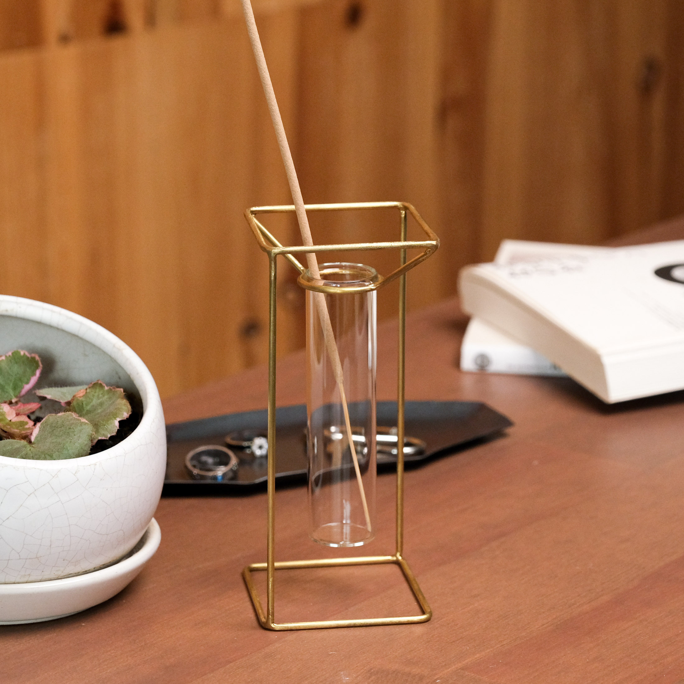 West Village Tokyo Pike Stand Brass Vase L229 Square