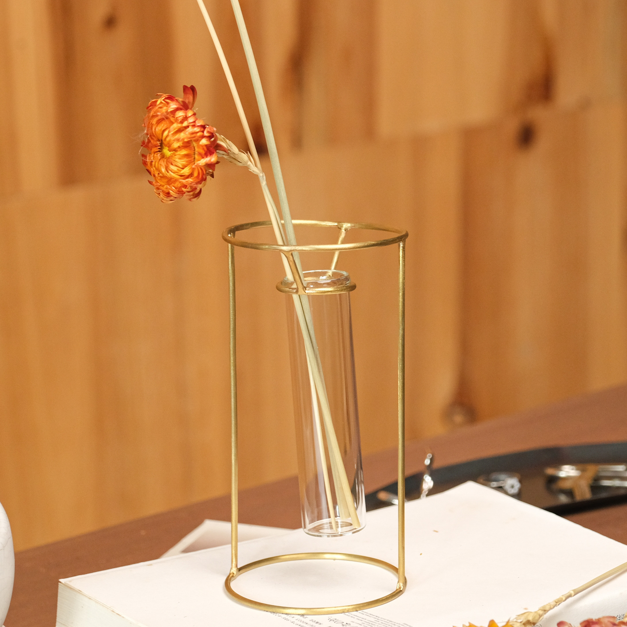 West Village Tokyo Pike Stand Brass Vase L229 Circle