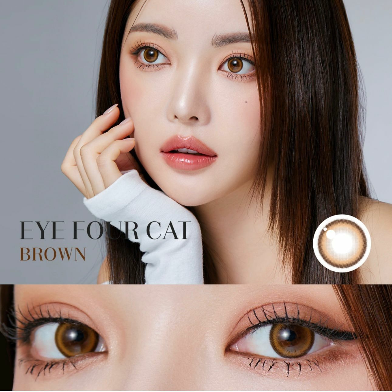 Lensme Eye Four Cat Brown 月拋彩妝隱形眼鏡｜每盒2片