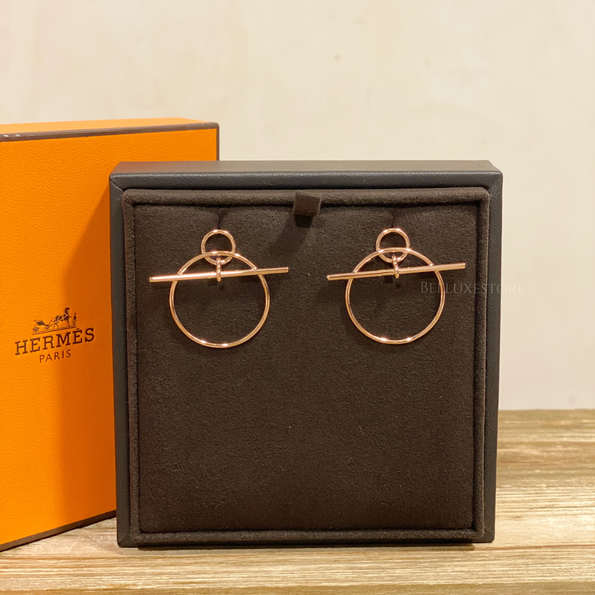 [Unused] Hermes loop earrings rose gold