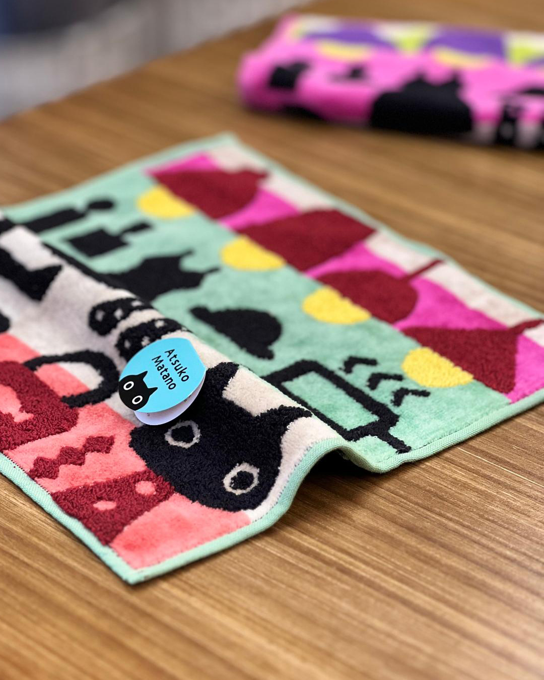 Atsuko Matano 貓貓的房間 今治方巾-綠色 | moli store 日本家居浴室用品