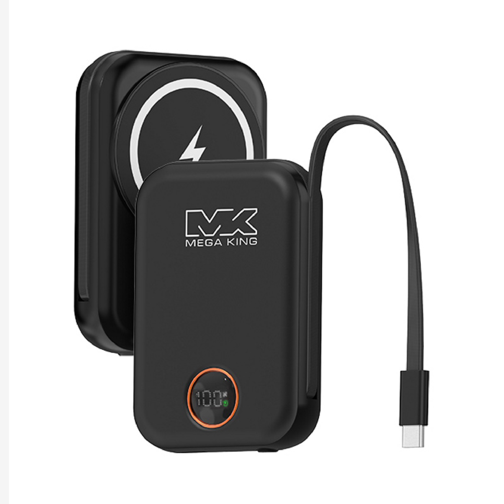 MEGA KING 無線充電磁吸帶線 15W 行動電源 10000mAh TypeC 磁吸充電 自帶線 行充