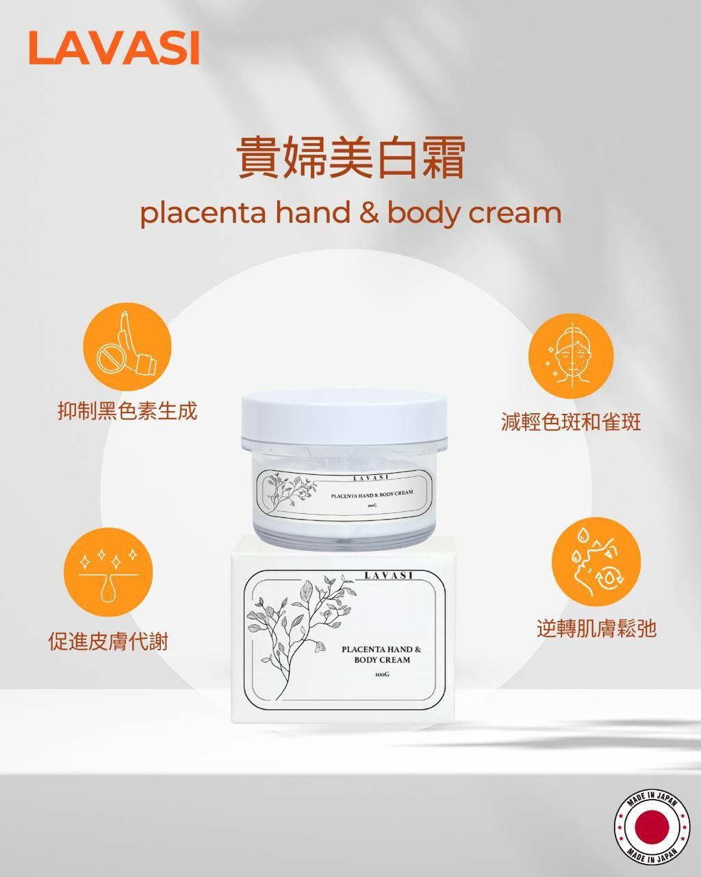 重拾肌膚亮澤 🌟 LAVASI Placenta Hand & Body Cream - 均勻膚色，重現肌膚