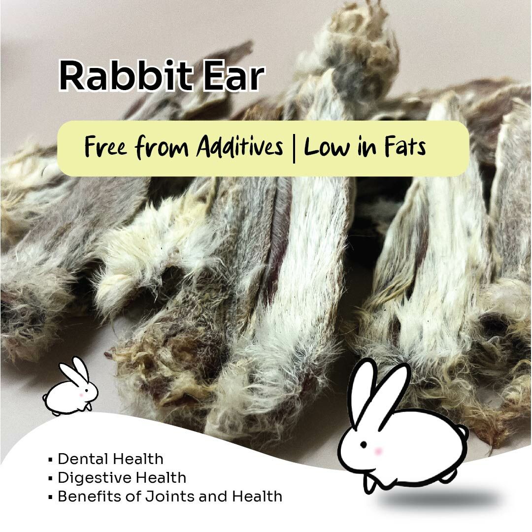 Dehydrated Rabbit Ear - with fur | 3pcs