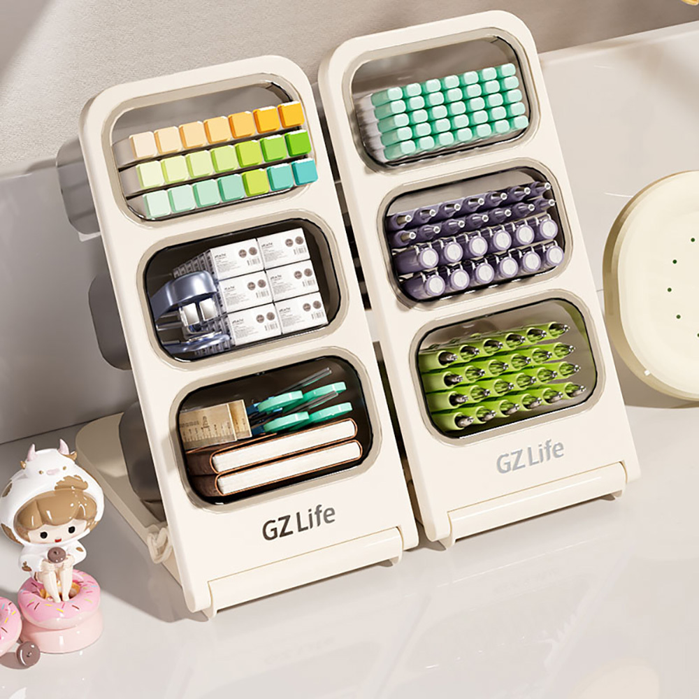 【AOTTO】三格多功能桌面文具收納盒(TA-200)