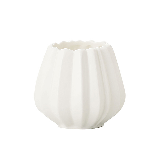 莉朵花藝｜CLAY｜CL-366-261-100｜Pleats素面直條花器6.5H6入｜