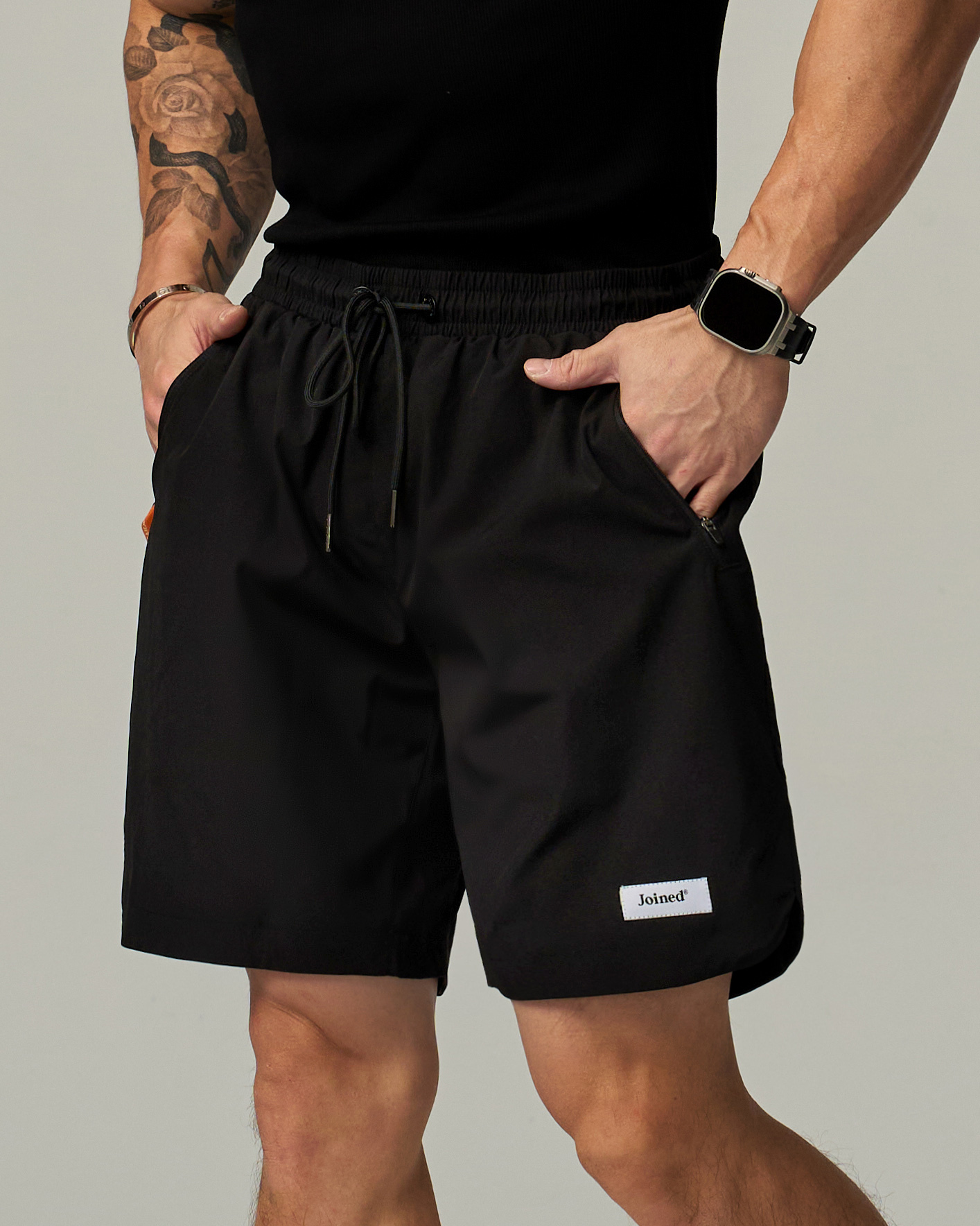 Joined® Side Slit Stretch Shorts - Black