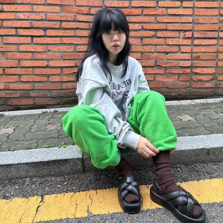 韓國 VL Cartoon Series繽紛束口褲 綠