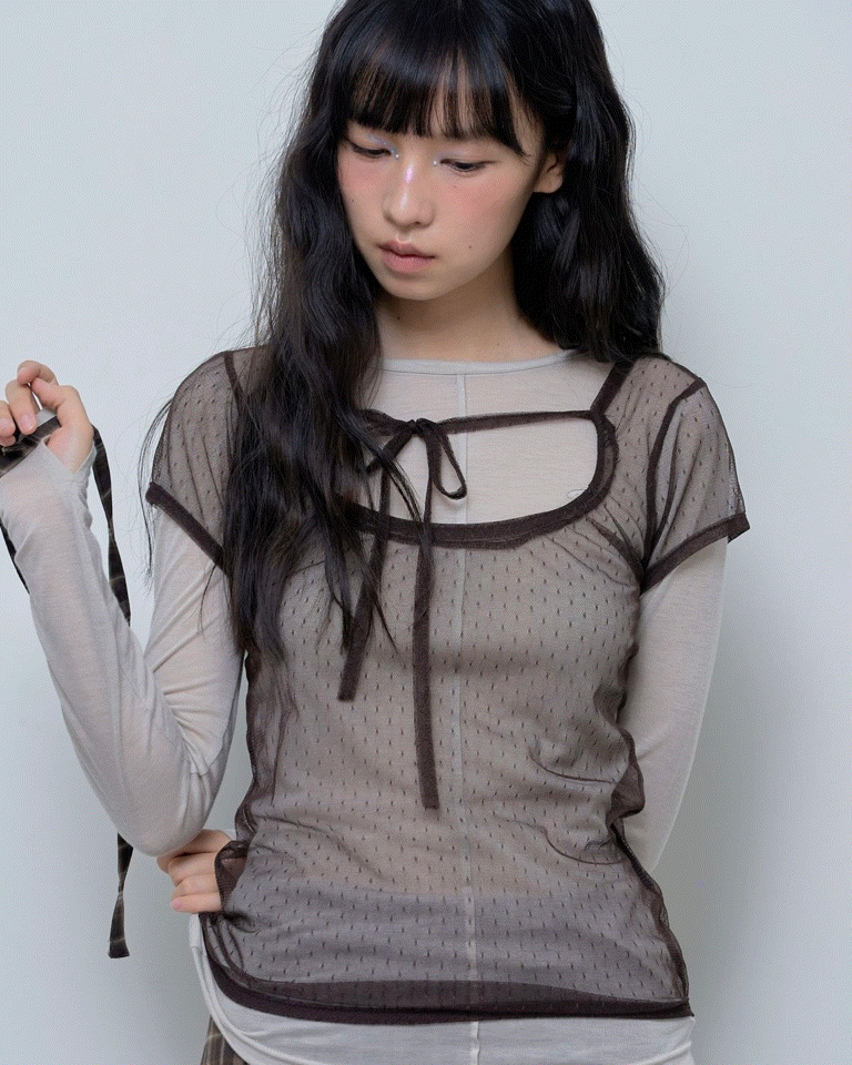 (NASTY FANCY CLUB) 3-WAY DOT LAYERED LONG SLEEVE - 3col