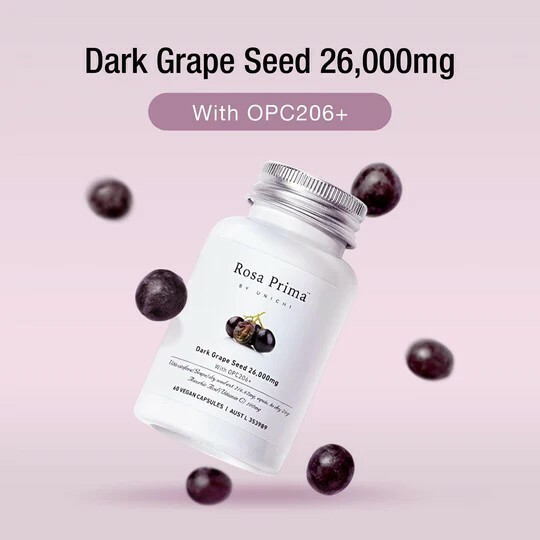 抗氧化 減少自由基 黑葡萄籽膠囊 60粒|澳洲Unichi Rosa Prima Dark Grape See