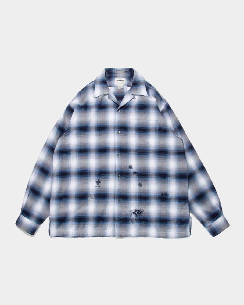 BOW WOW - RAYON CHECK SHIRTS REPAIRED / BLUE×WHITE REPA