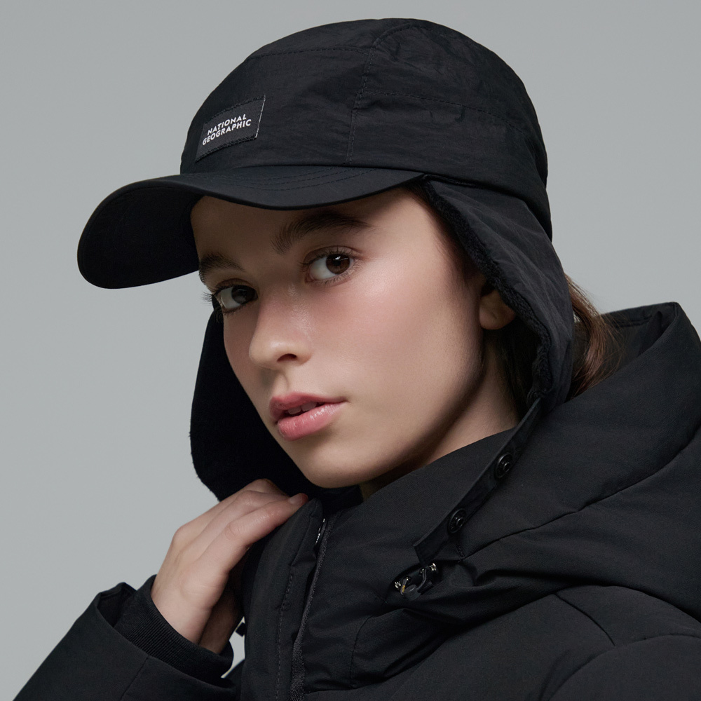 HERON Padded Earflap Cap - BLACK