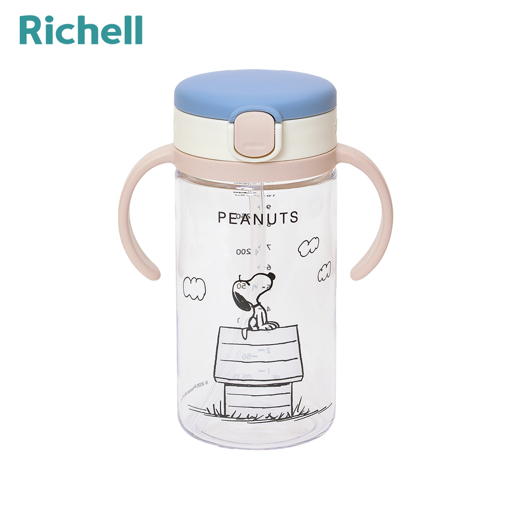 【Richell 利其爾】SNOOPY 史努比 LC 吸管水杯 320ML - 藍