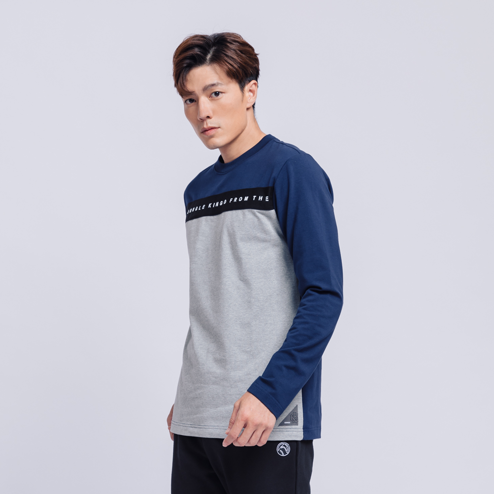KINGO男款｜丈青織帶配色T恤 421107