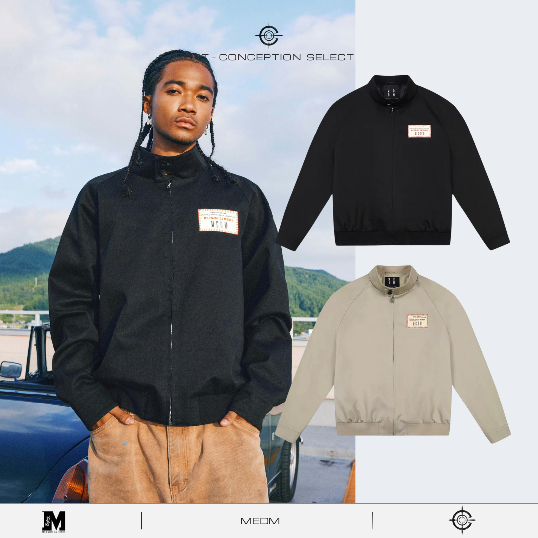 MEDM 貼標設計 美式復古街頭 短寬 哈靈頓夾克外套