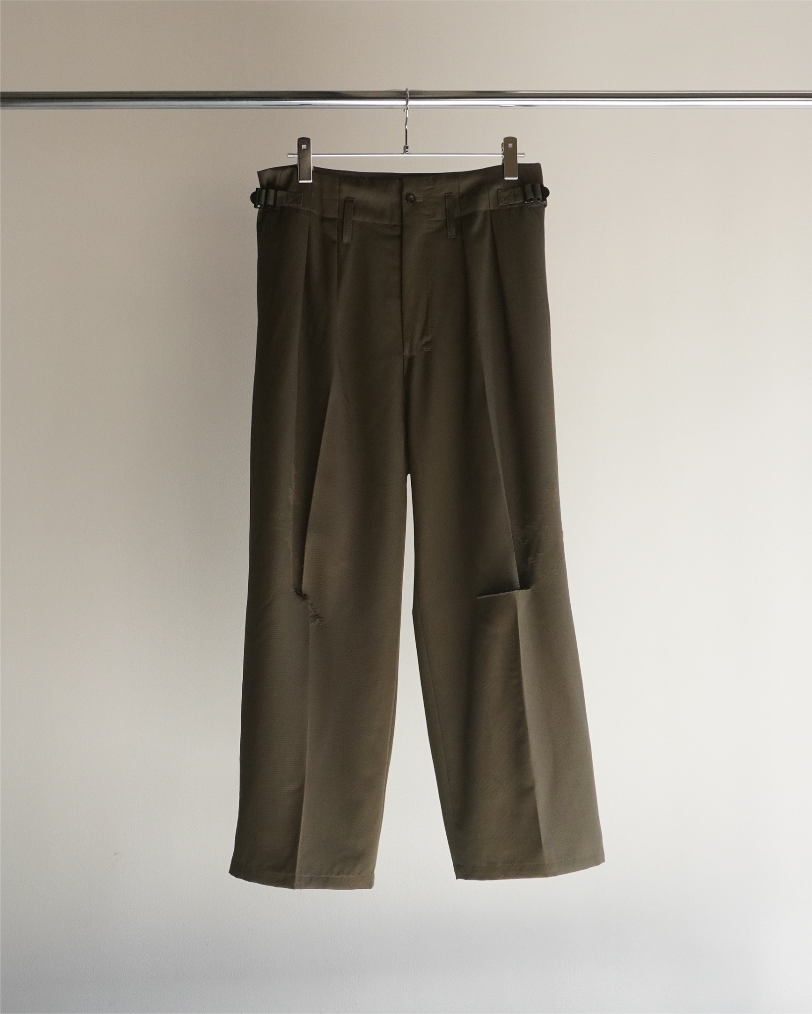 ANCELLM - WOOL DAMAGE WIDE SLACKS / 2COLORS