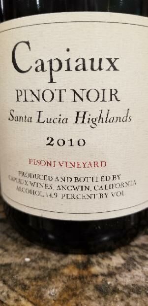 Capiaux Cellars Pisoni Vineyard Pinot Noir 2010