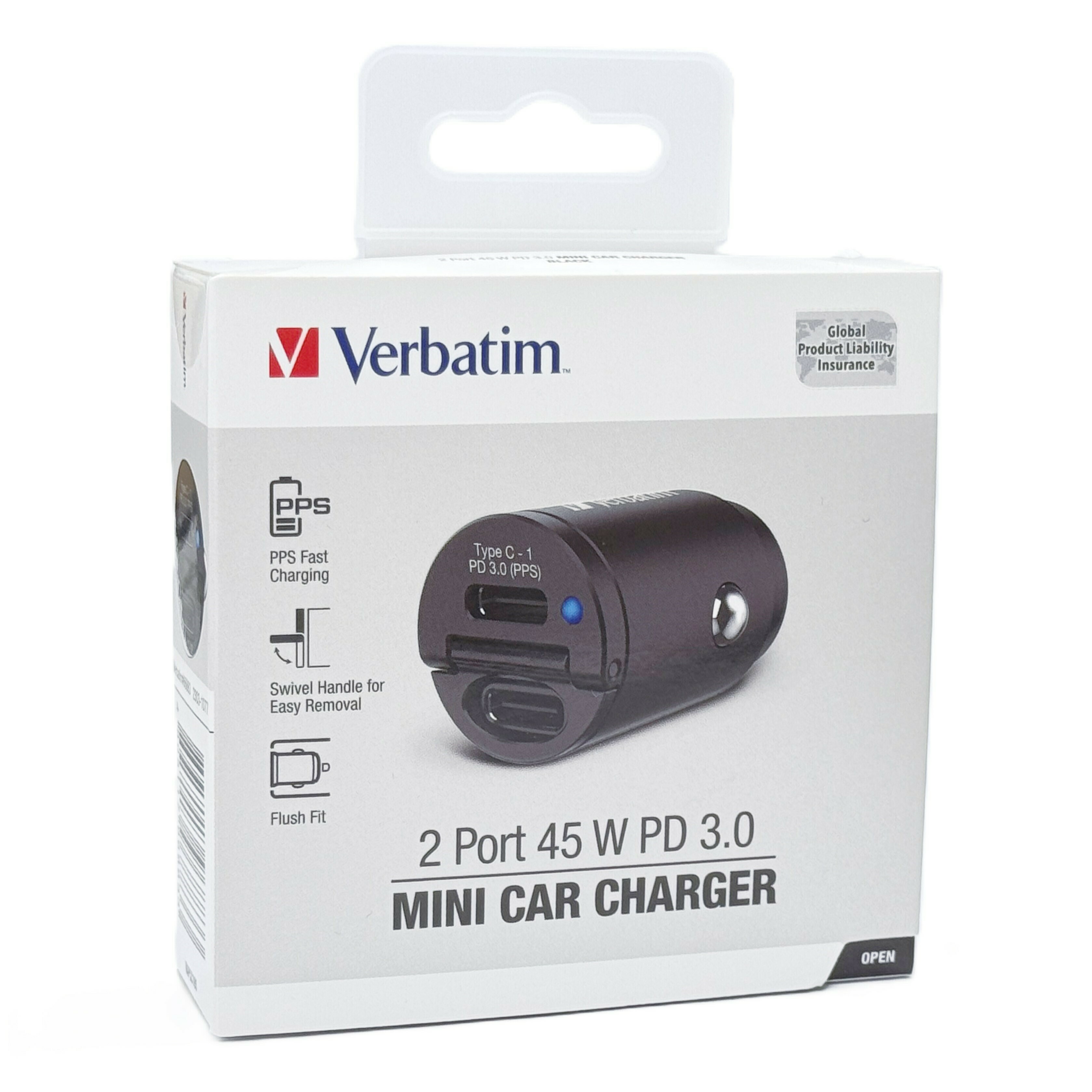 Verbatim Dual Type C PD 3.0 45W Mini Car Charger - 6688