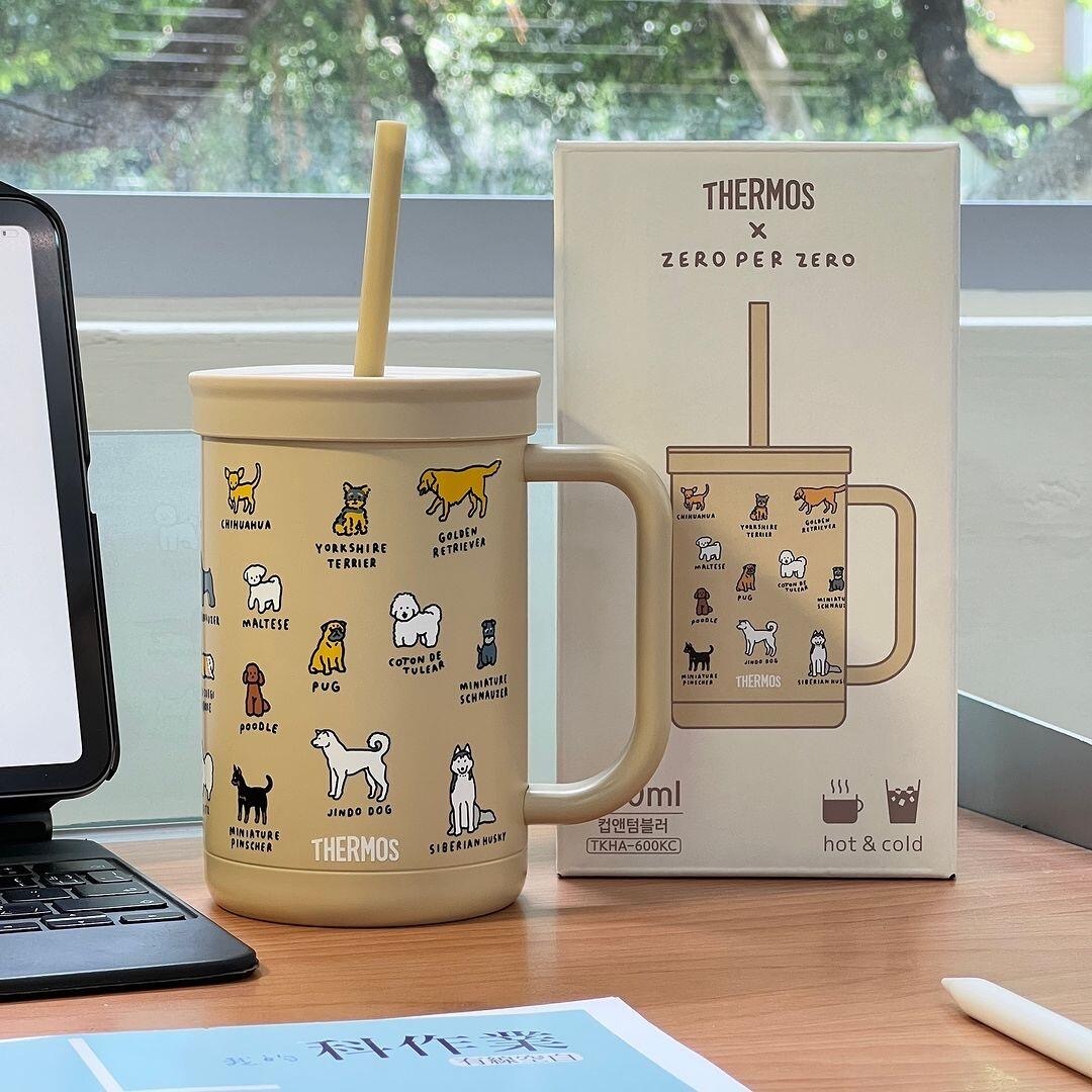 Thermos 膳魔師 X Zero Per Zero 聯名款 狗狗 小狗 圖鑑 滿版 咖啡 飲料 吸管 保溫