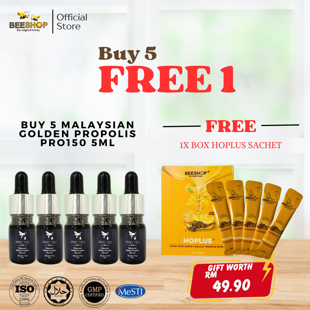KELULUT GOLDEN PROPOLIS 5 bottle (HALAL) - The Bee Shop
