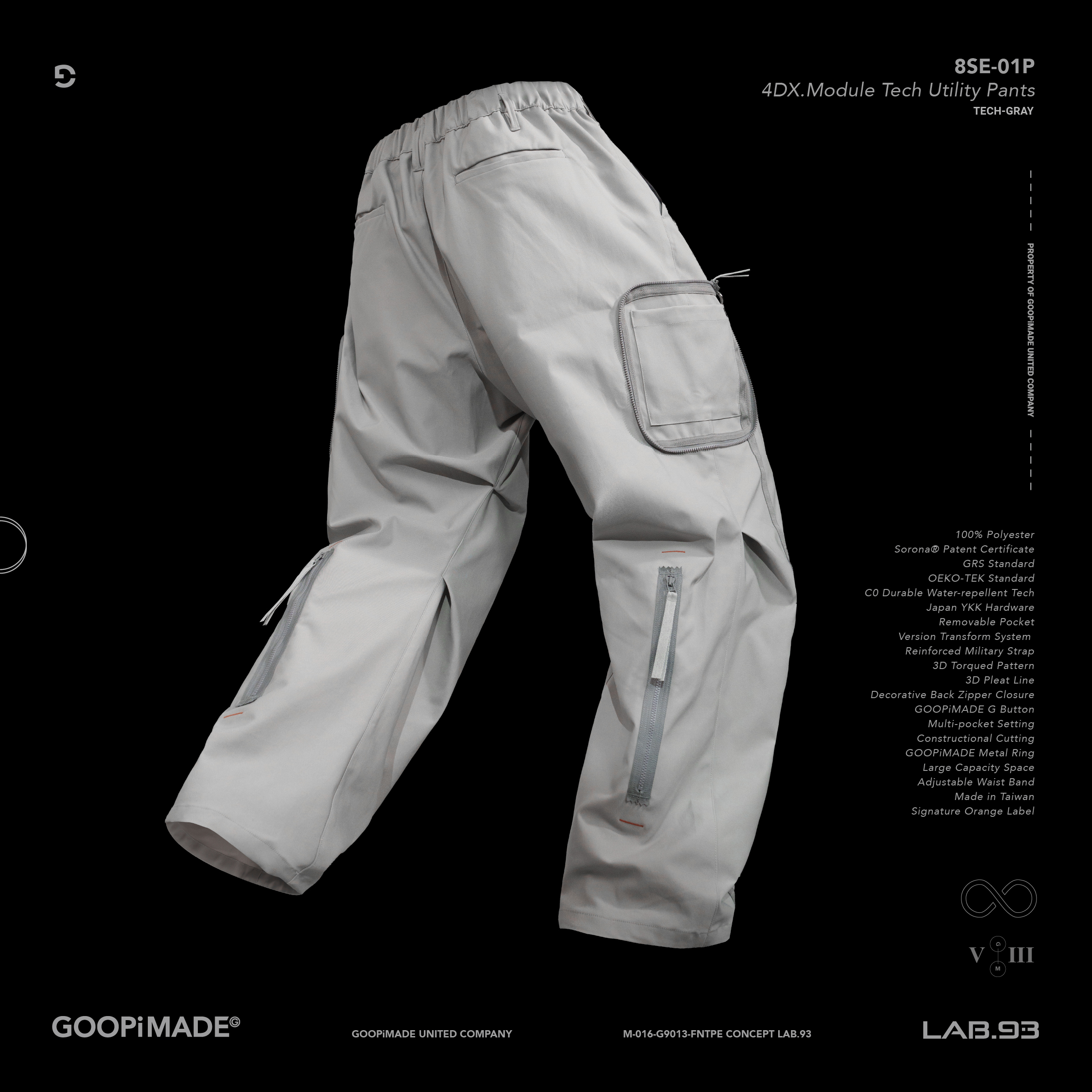 GOOPiMADE “8SE-01P" 4DX.Module Tech Utility Pants - Tec
