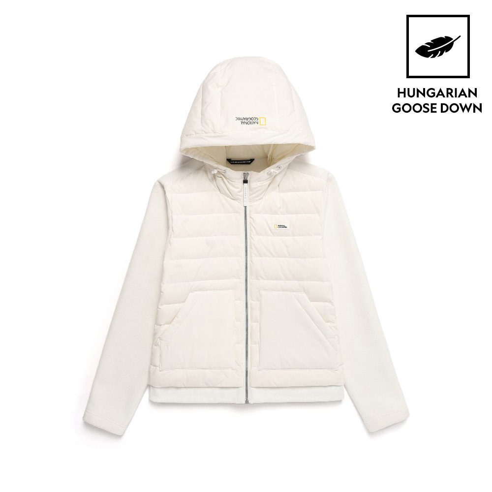 Women's PUFFIN Micro Fleece Woven Mixed Hooded Zip-U...