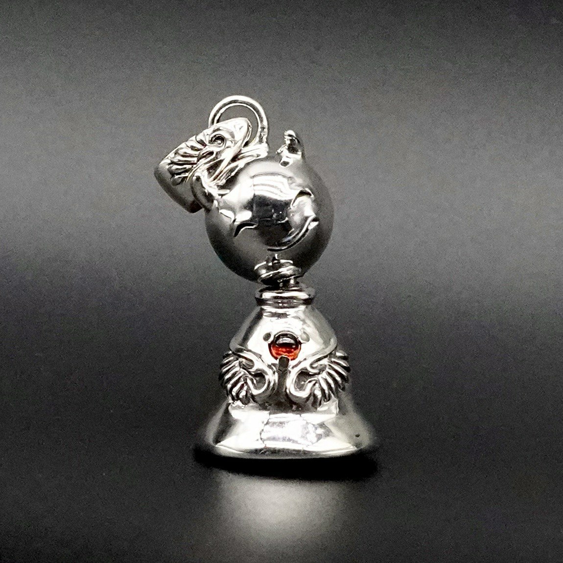 Smiley Devil Bell Charm/Garnet