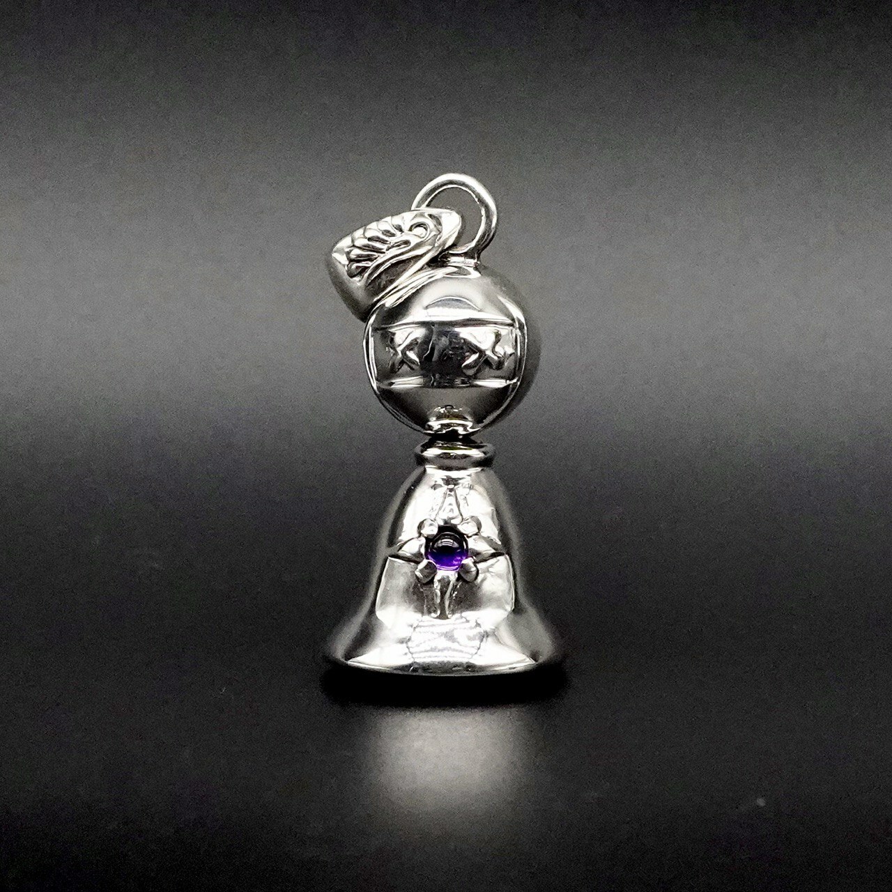 Cross Ninja Bell Charm/Amethyst