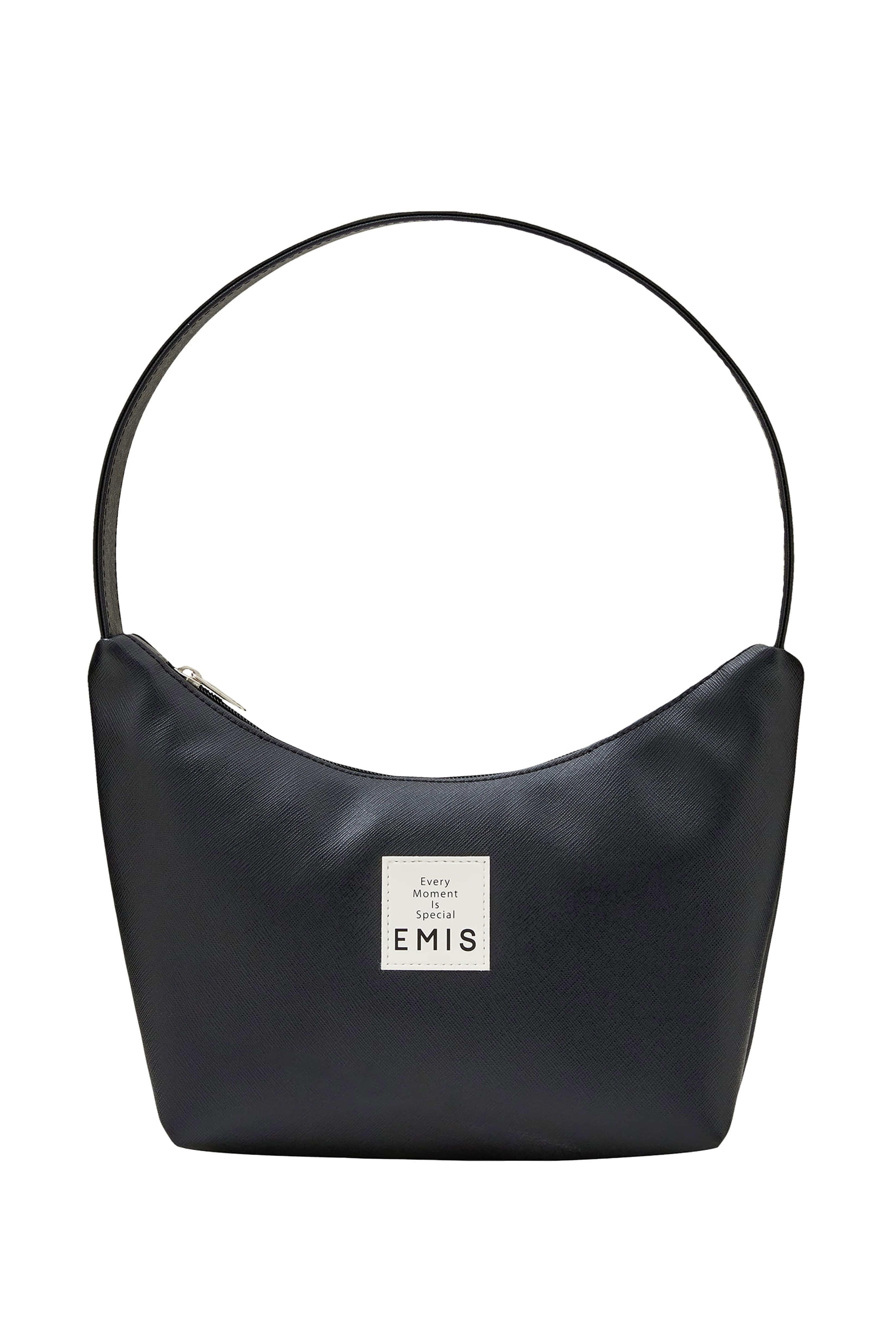 emis NEW LEATHER HOBO BAG - BLACK