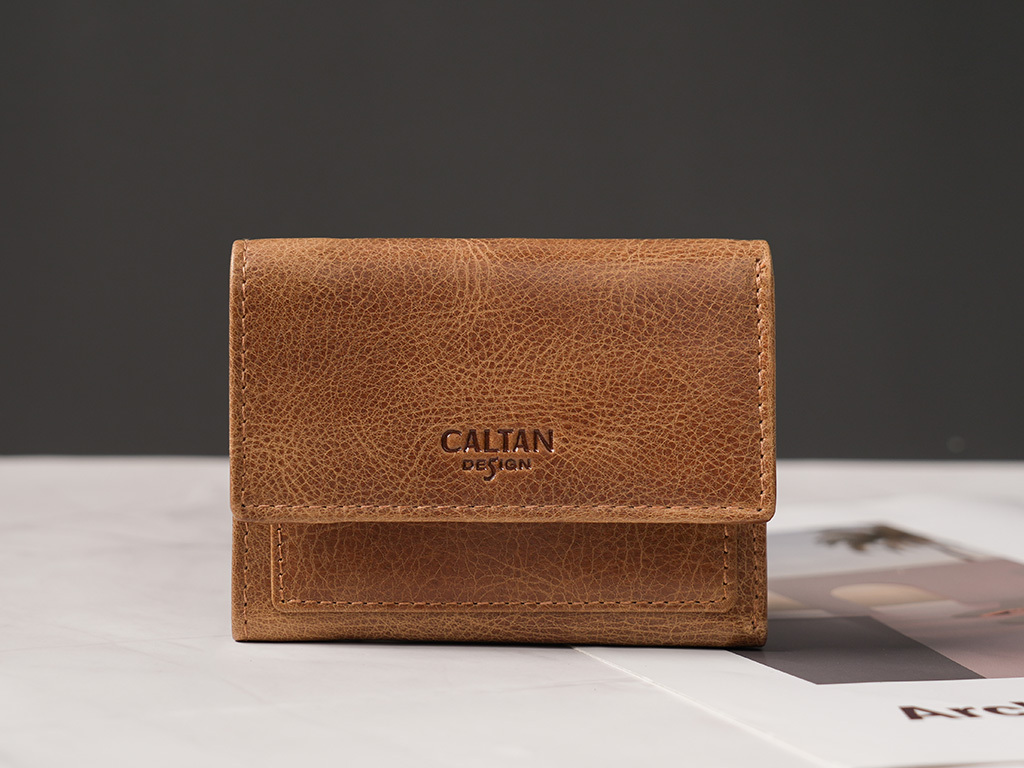牛皮/皮夾【CALTAN】文藝三折扣式真皮短夾-四色(075268)
