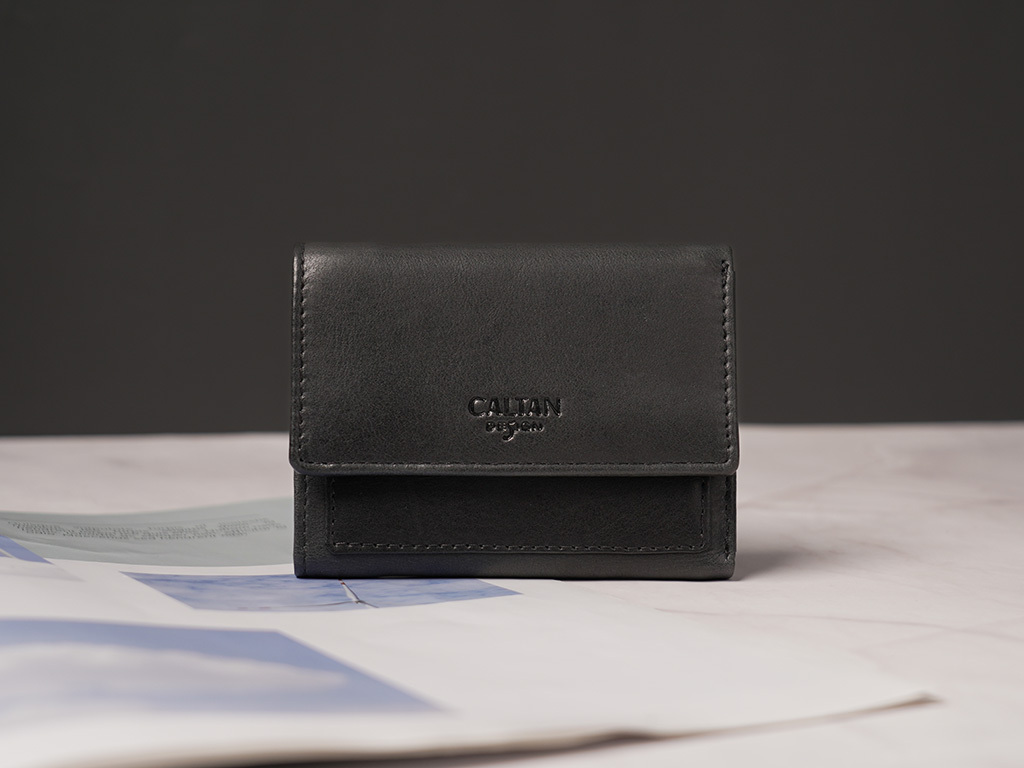 牛皮/皮夾【CALTAN】文藝三折扣式真皮短夾-四色(075268)