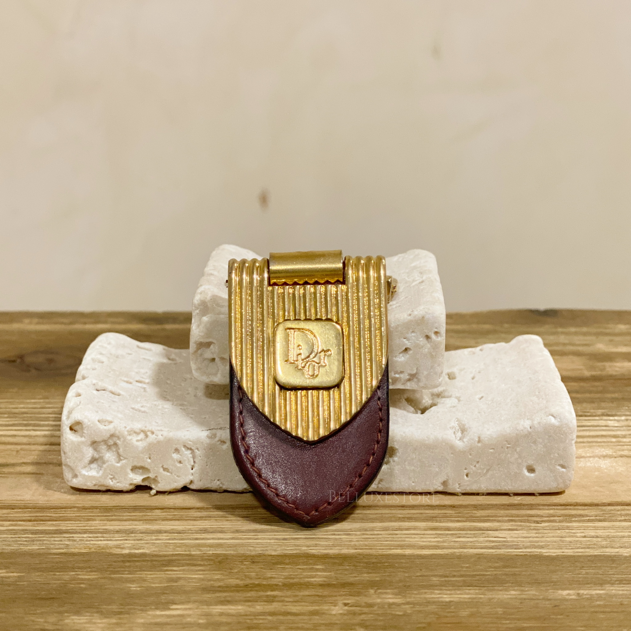 [Pre-owned] Dior key chain gold/ burbundy