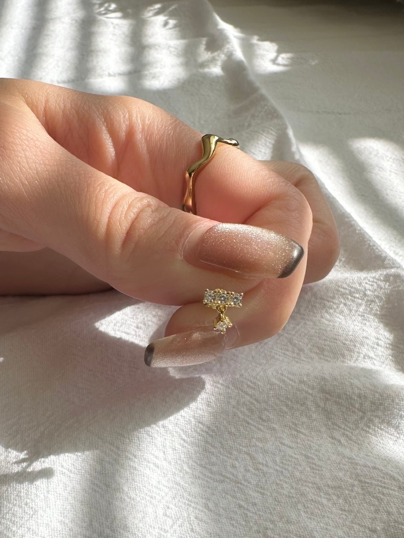 S925 dangling crystal pierce | none tw