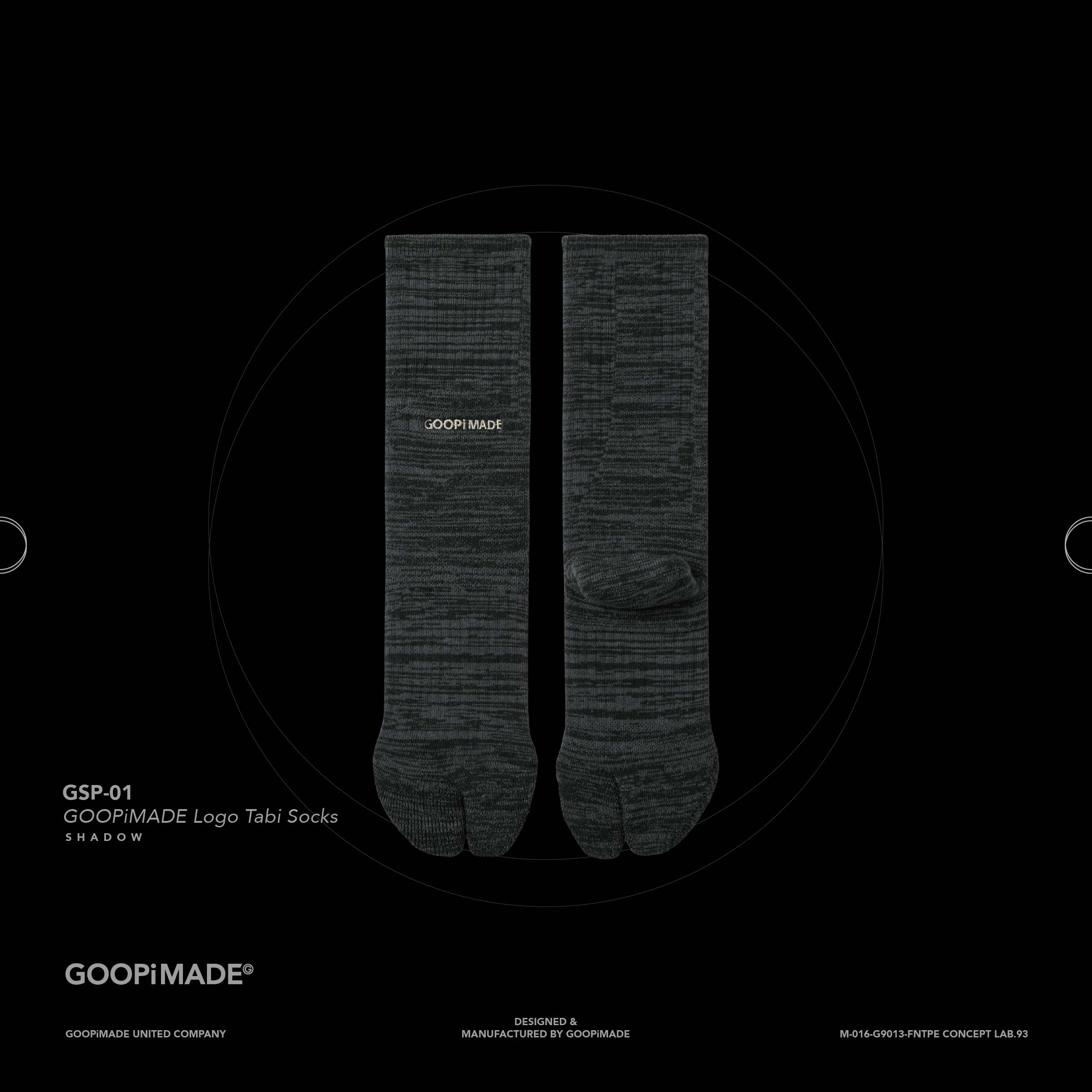 "GSP-01" GOOPiMADE Logo Tabi Socks - Shadow