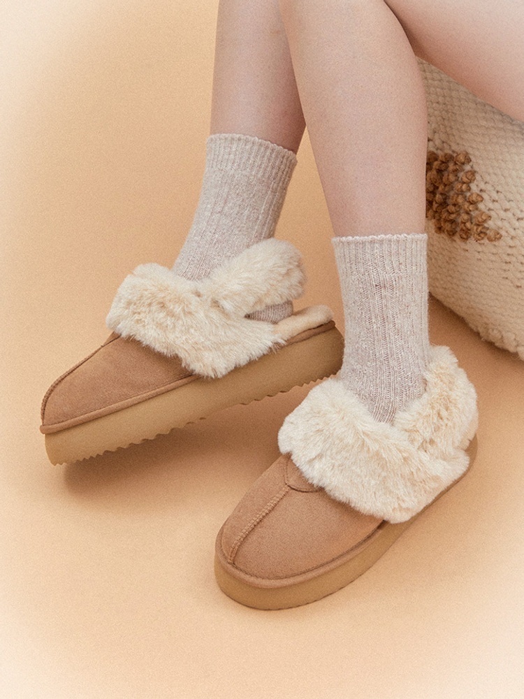 SHOOPEN - SUEDE FLEECE 2WAY PLATFORM SANDAL (5 COLORS)