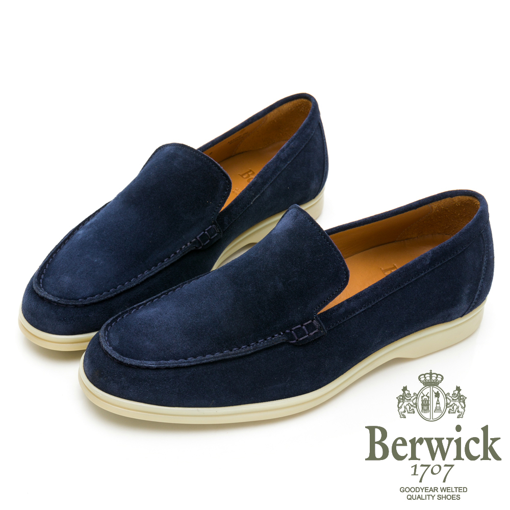 【BERWICK】西班牙進口-素面麂皮樂福鞋 - 藍 238001KM70