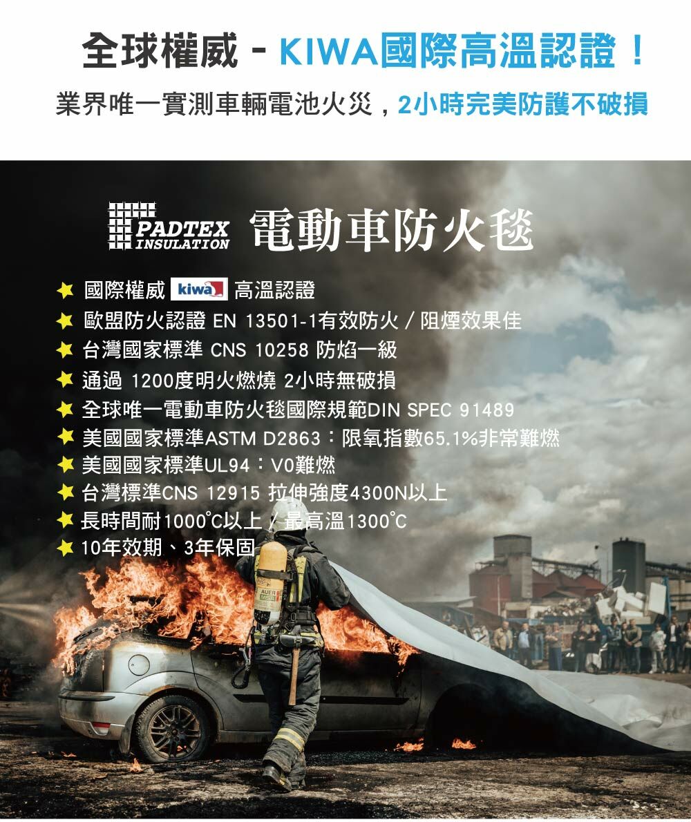PADTEX電動車防火毯8X6m (車用滅火毯)｜正德防火