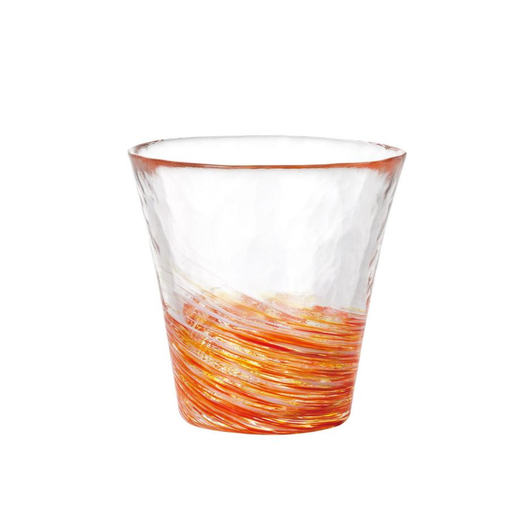 日本津輕琉璃 夢幻色彩 紅 手作平底杯 | 酒蛙 Sakewa | 日本酒專門店