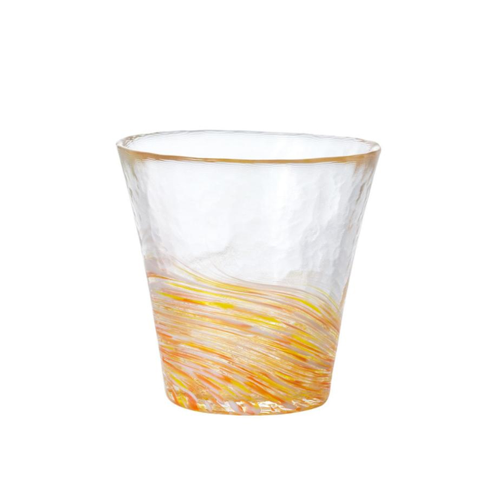 日本津輕琉璃 夢幻色彩 山吹 手作平底杯 | 酒蛙 Sakewa | 日本酒專門店