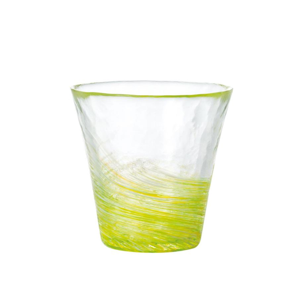 日本津輕琉璃 夢幻色彩 菜之花 手作平底杯 | 酒蛙 Sakewa | 日本酒專門店