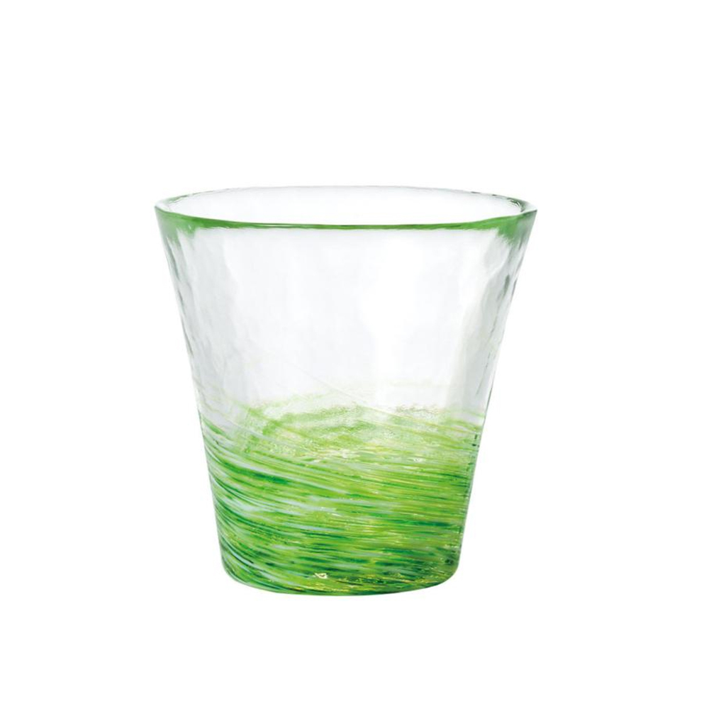 日本津輕琉璃 夢幻色彩 萌黃 手作平底杯 | 酒蛙 Sakewa | 日本酒專門店