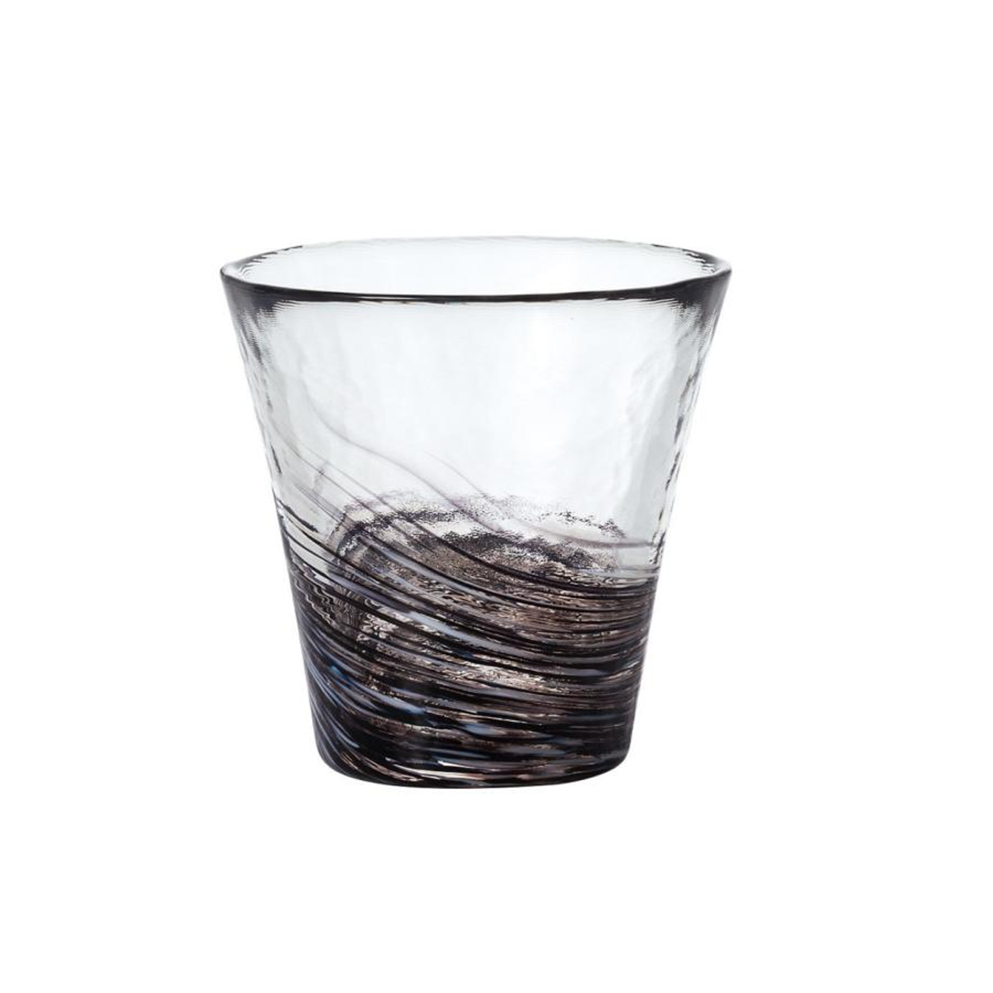日本津輕琉璃 夢幻色彩 墨 手作平底杯 | 酒蛙 Sakewa | 日本酒專門店