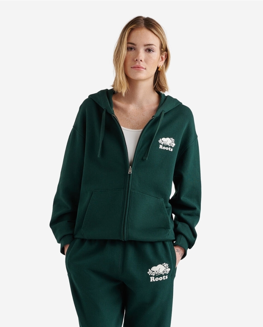 Roots 女裝有機棉薄毛 Relaxed fit 拉鏈外套