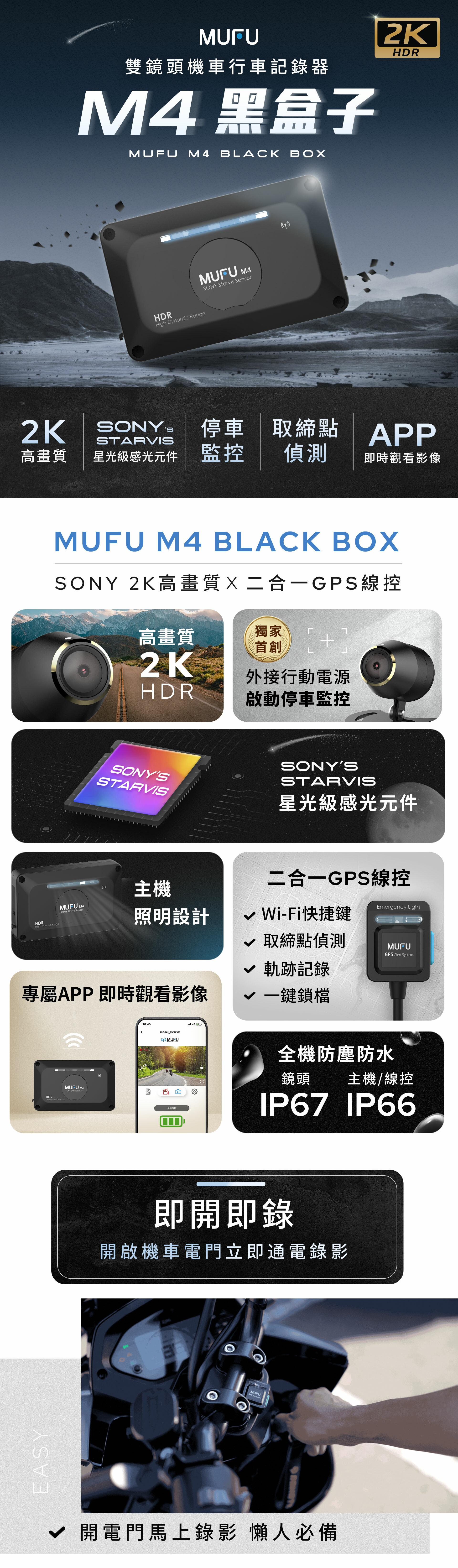MUFU 前後雙錄機車行車記錄器 M4黑盒子