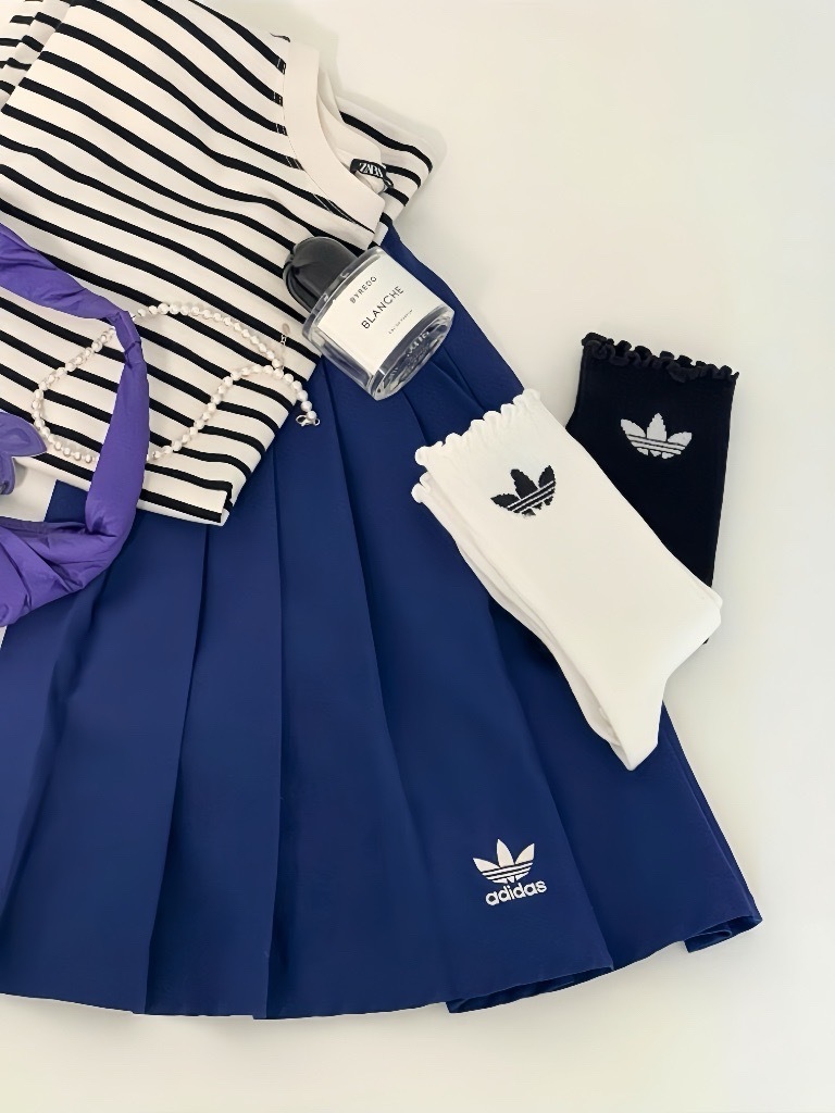 Adidas Originals Logo Socks 荷葉邊 黑色 白色 襪子 兩雙一組 HC9532