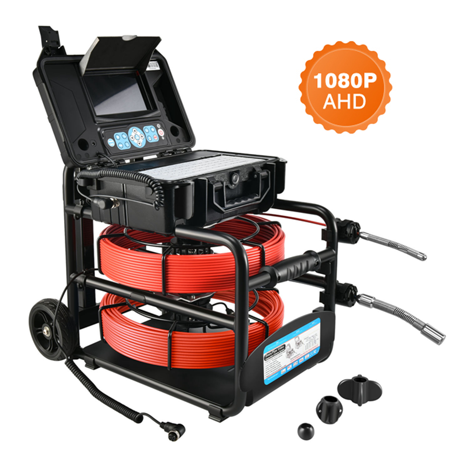 Compact pipe inspection system with dual camera heads