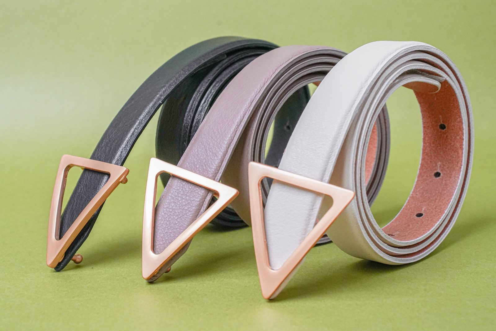 leather belt with triangular buckle (3 colours)