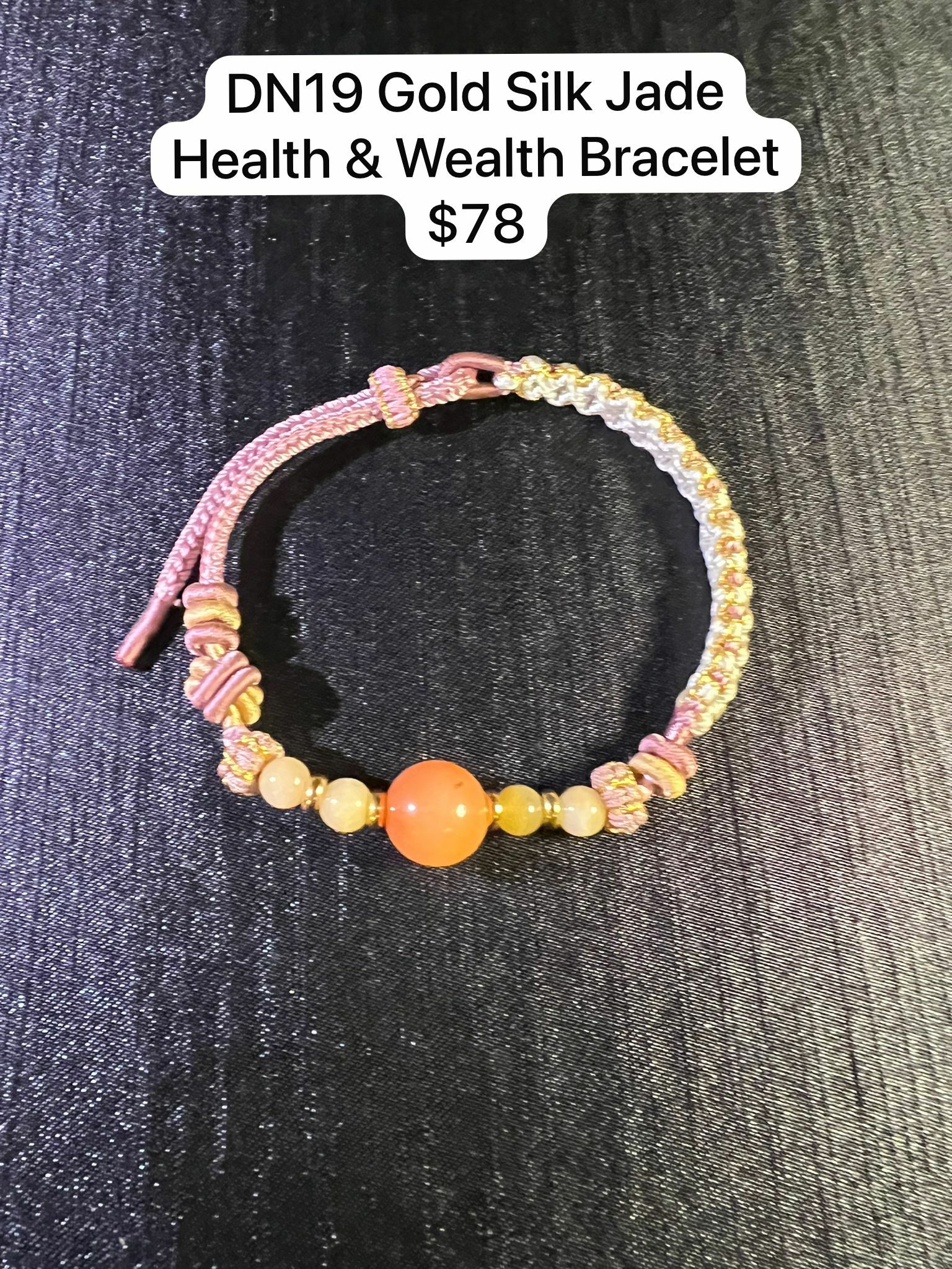 1 DN19 GOLD SILK JADE HEALTH & WEALTH BRACELET (RYAN)