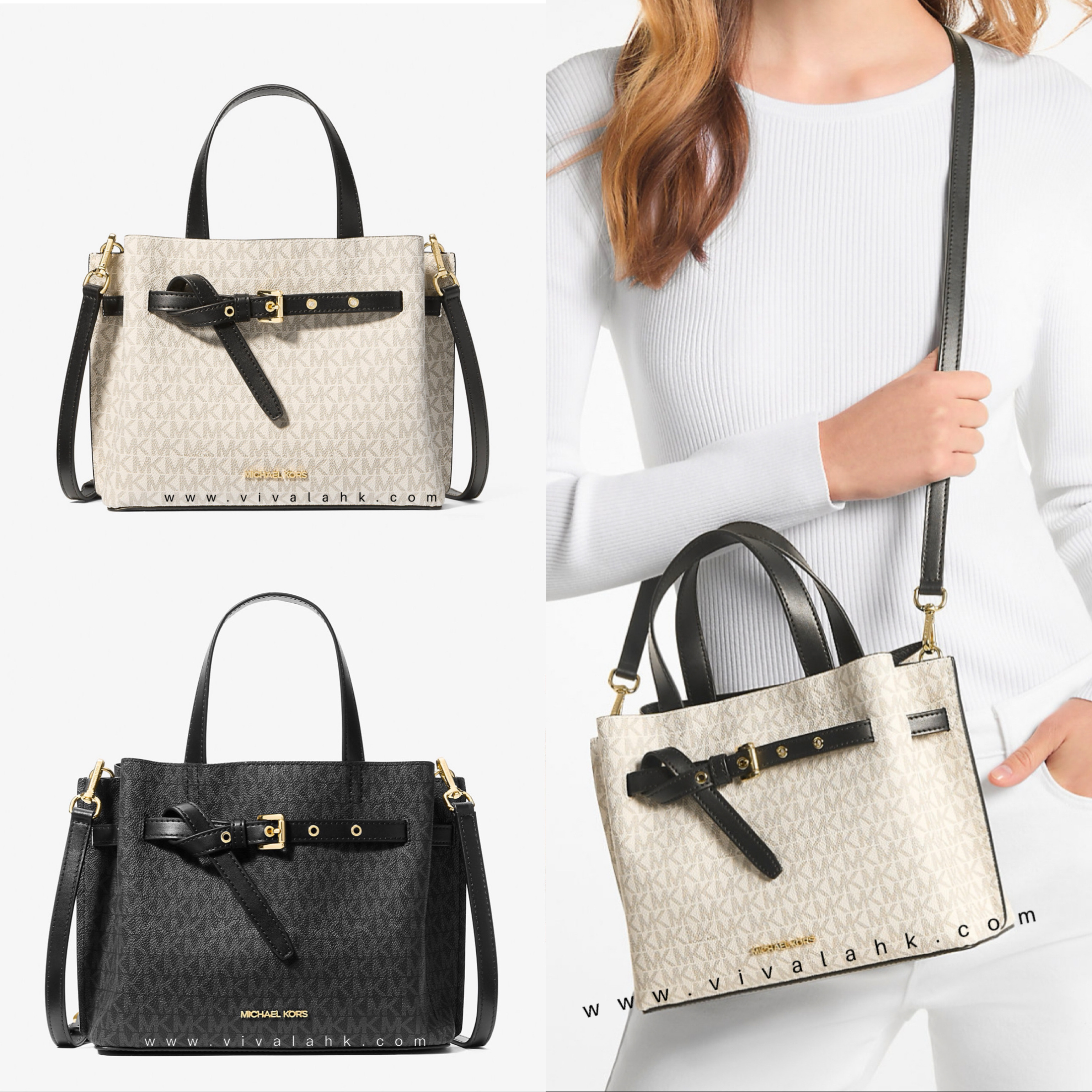 Michael Kors - Emilia 手提+斜孭多用袋 (S) (MK暗花) (35H0GU5S1B)