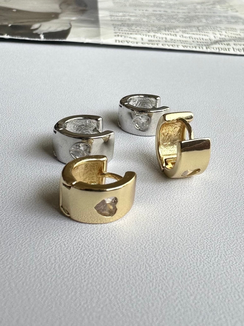 S925 crystal heart hoop pierce | none tw